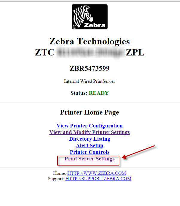 Default Gateway Shows 0.0.0.0 When Configuring the Zebra Print Server from the Web Page