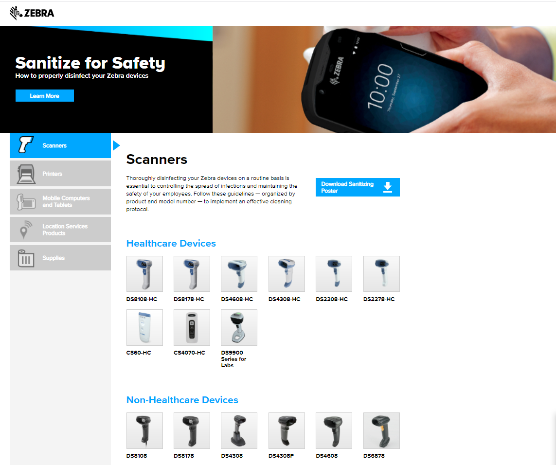 Cleaning and Disinfection Guidelines for Zebra Devices