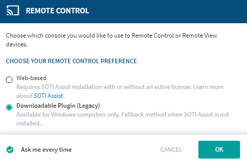 SOTI Legacy Remote Control Plugin Repeatedly Prompts to Download and ...