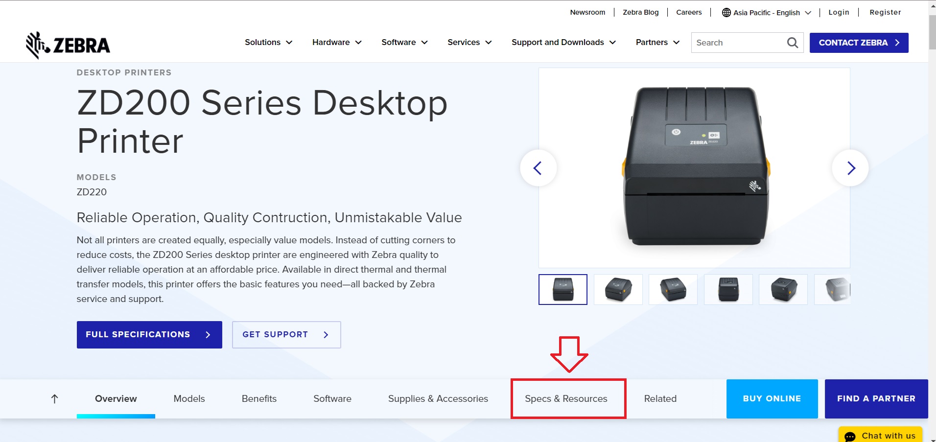 ZD220 and ZD230 Printer Specifications