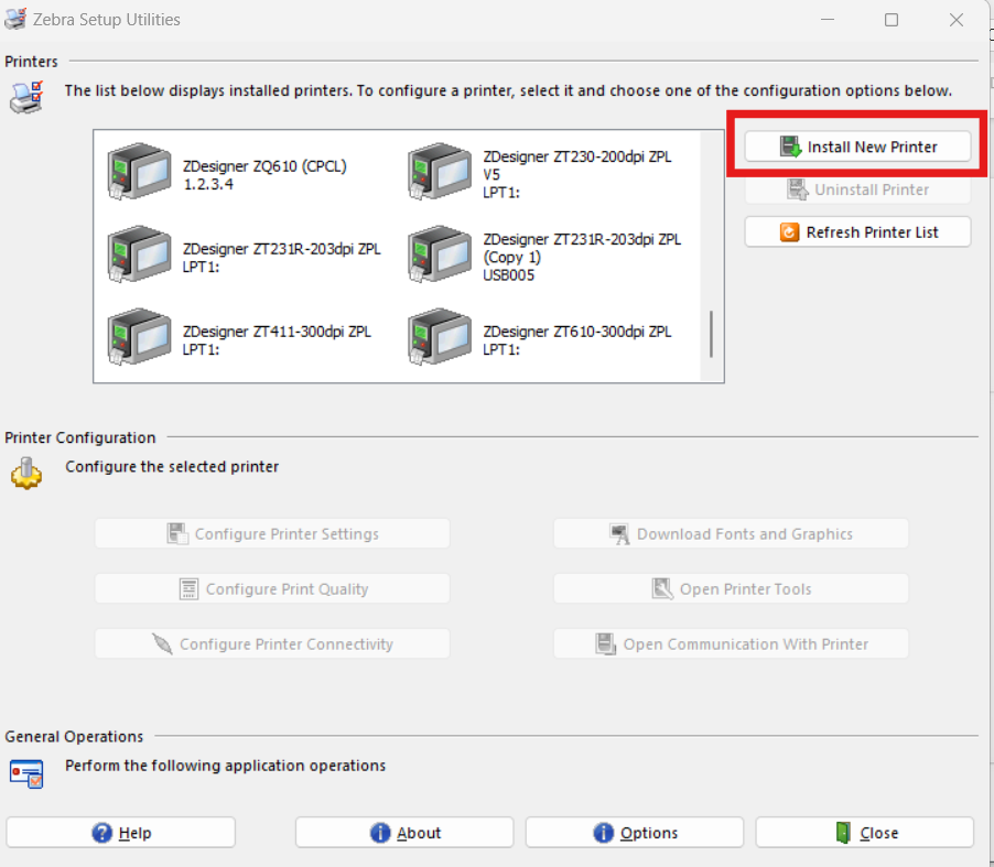 Installing a Network Zebra Printer using Zebra Setup Utilities