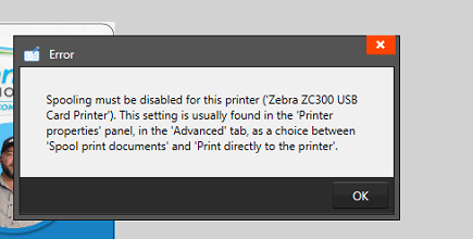Resolving the "Spooling Must Be Disabled for This Printer" Error
