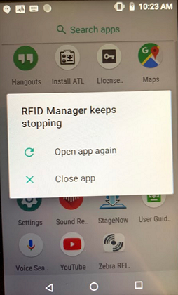 RFD2000 - RFID-manager stopt steeds
