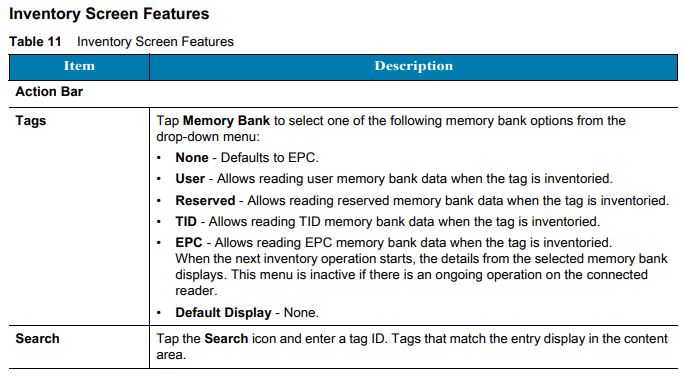 使用适用于 Android 的Zebra 123RFID 移动演示应用程序读取用户存储库
