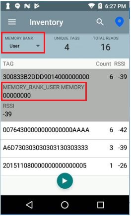 使用适用于 Android 的Zebra 123RFID 移动演示应用程序读取用户存储库
