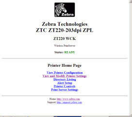 Using the ZebraNet Print Server Web Page to Configure the Printer