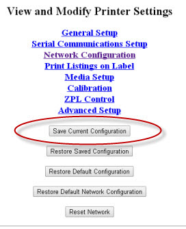 Verwenden der ZebraNet Print Server-Webseite zum Konfigurieren des Druckers