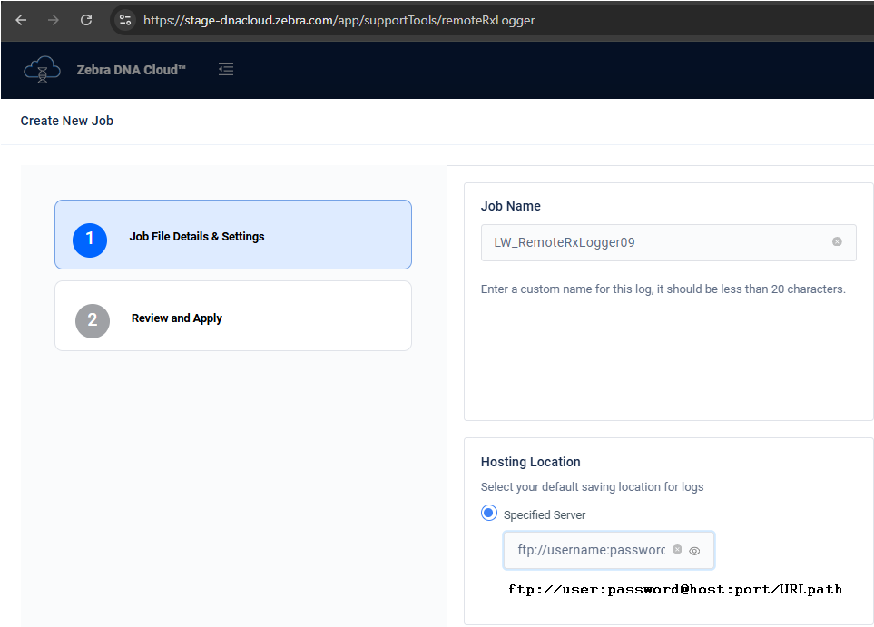 Zebra DNA Cloud: Remote RxLogger met behulp van FTP-server