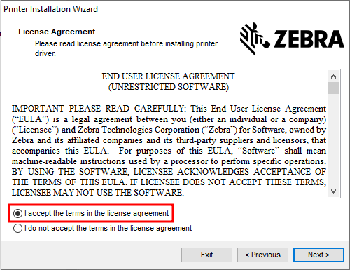 드라이버 V10을 사용하여 Zebra 프린터 설치