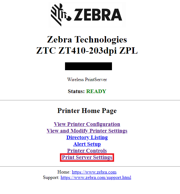从 ZebraNet 打印服务器网页更改打印机密码