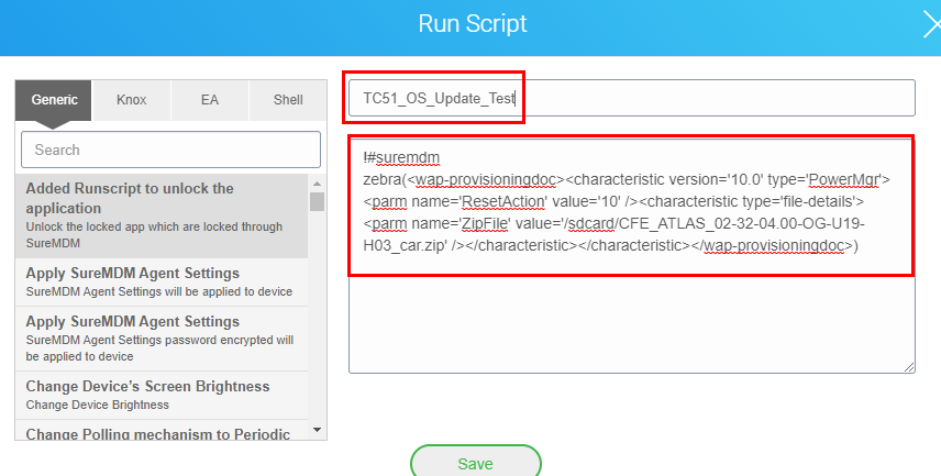 How to upgrade Zebra Android OS via SureMDM script