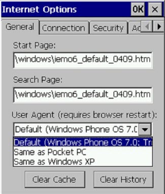 WEC7のInternetExplorerでユーザーエージェントを有効にする
