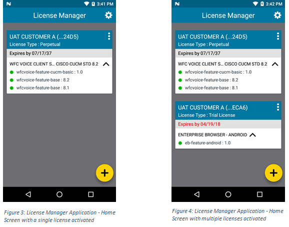 Starting the License Manager Application on My Android Device and ...