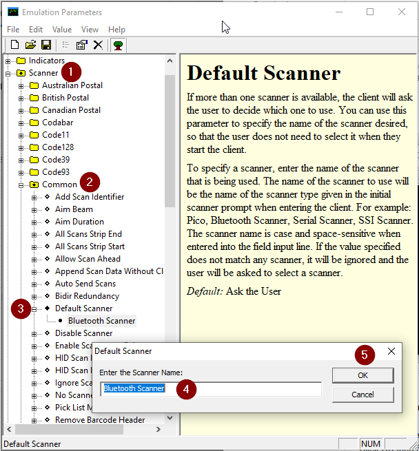 Establecer el escáner predeterminado en Wavelink TelnetCE