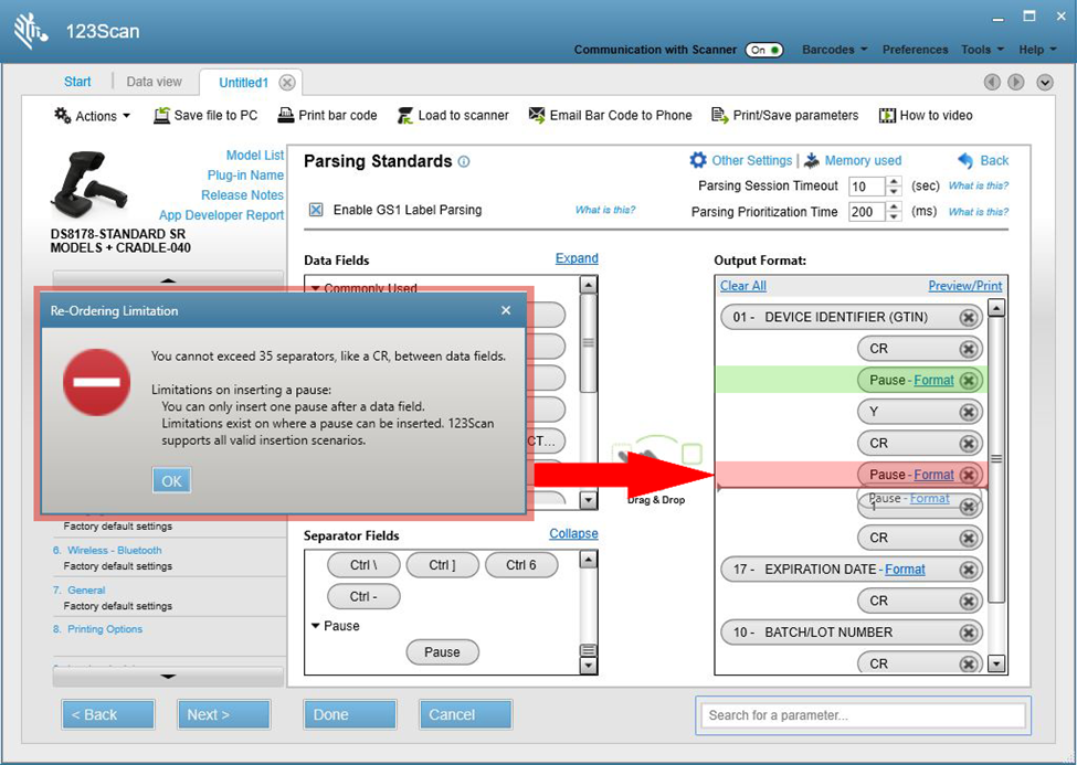 Link a GS1 Data Parsing Rule to an ADF Rule in 123Scan