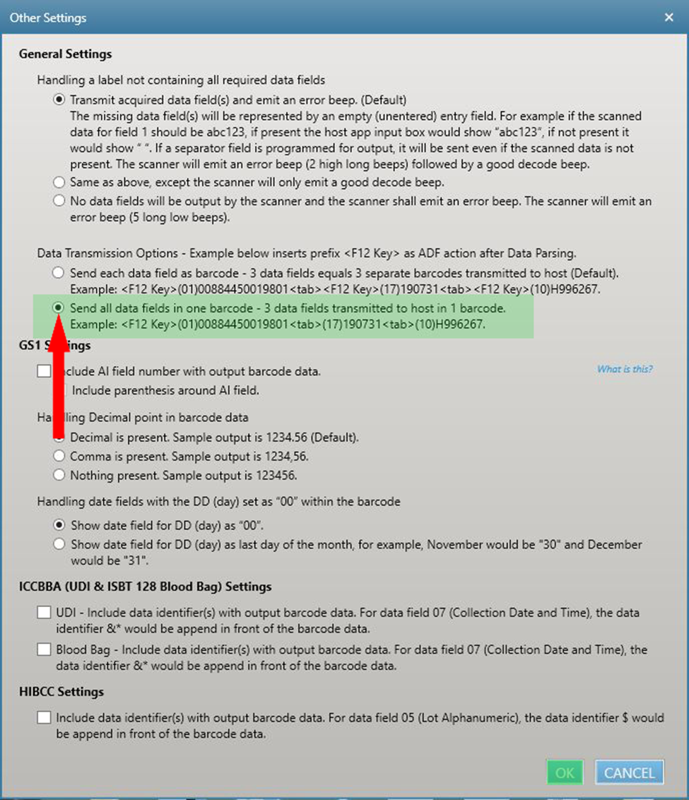 Link a GS1 Data Parsing Rule to an ADF Rule in 123Scan