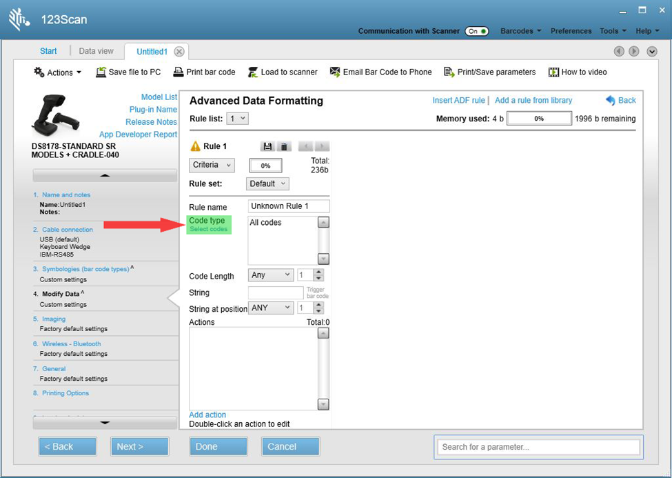 Link a GS1 Data Parsing Rule to an ADF Rule in 123Scan