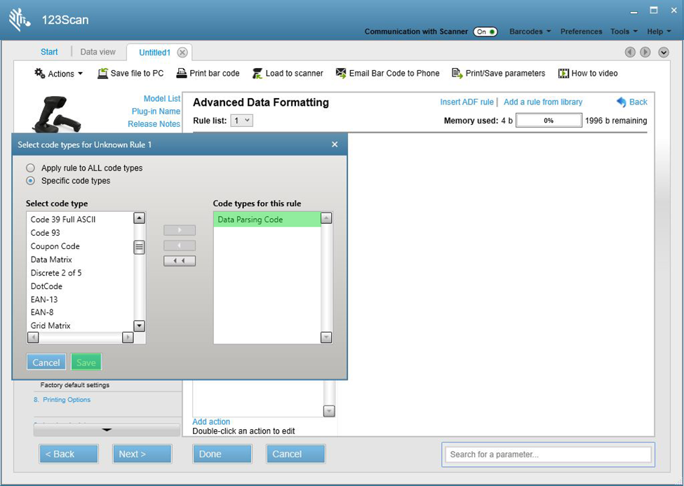 Link a GS1 Data Parsing Rule to an ADF Rule in 123Scan