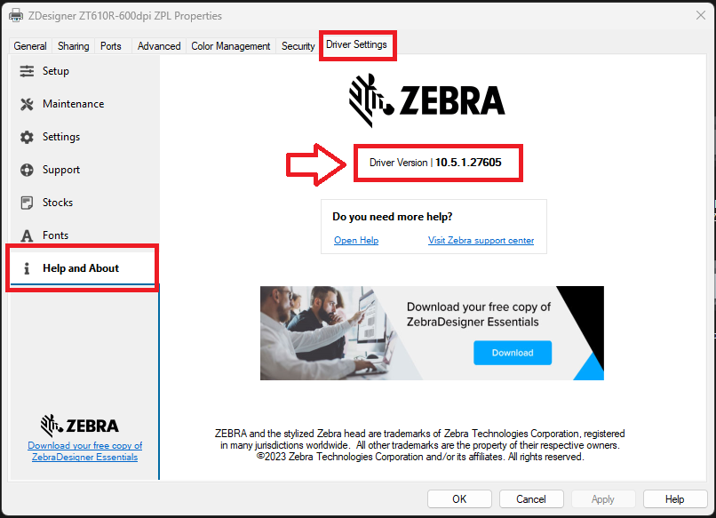 Comprobación de la versión actual del controlador de la impresora
