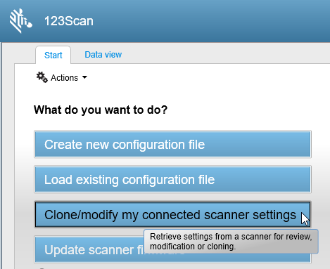 Clonagem de configurações RS5100 usando o utilitário 123Scan