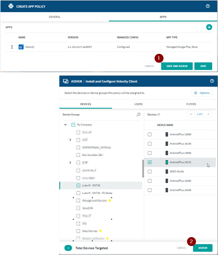 Velocity Client-Einstellungen mit SOTI MobiControl verteilen