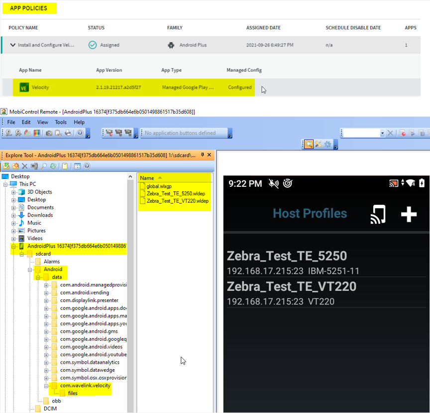 Velocity Client-Einstellungen mit SOTI MobiControl verteilen