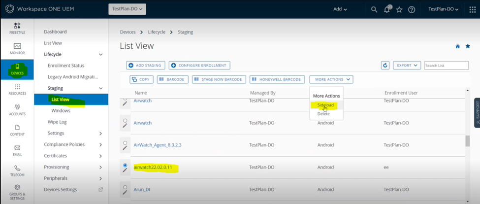 Enrolling Workspace ONE (AirWatch) via StageNow