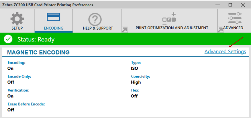 ZC300 Magnetic Encoding vom Druckertreiber