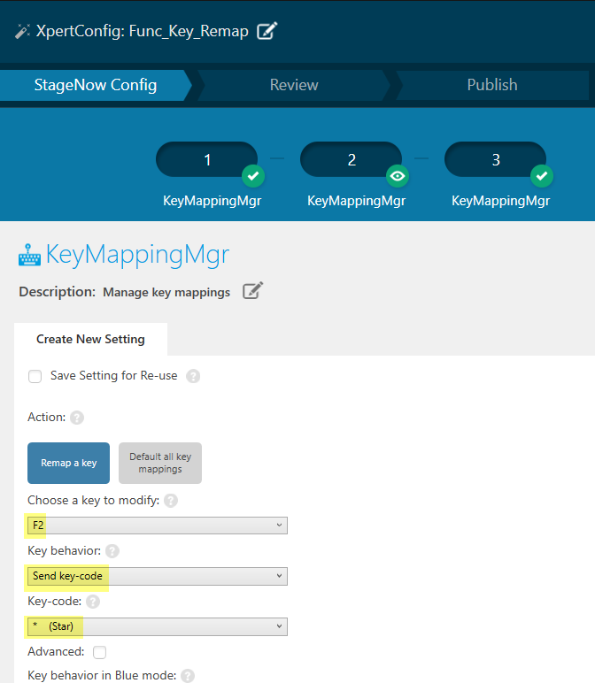 StageNow: Remap Function Keys to Three Different Symbols