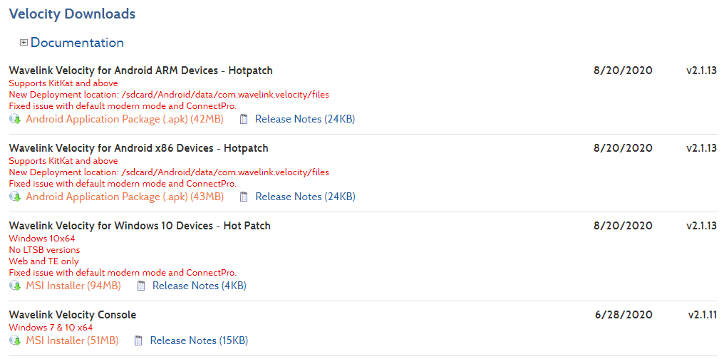 Actualice la consola y el cliente de Velocity