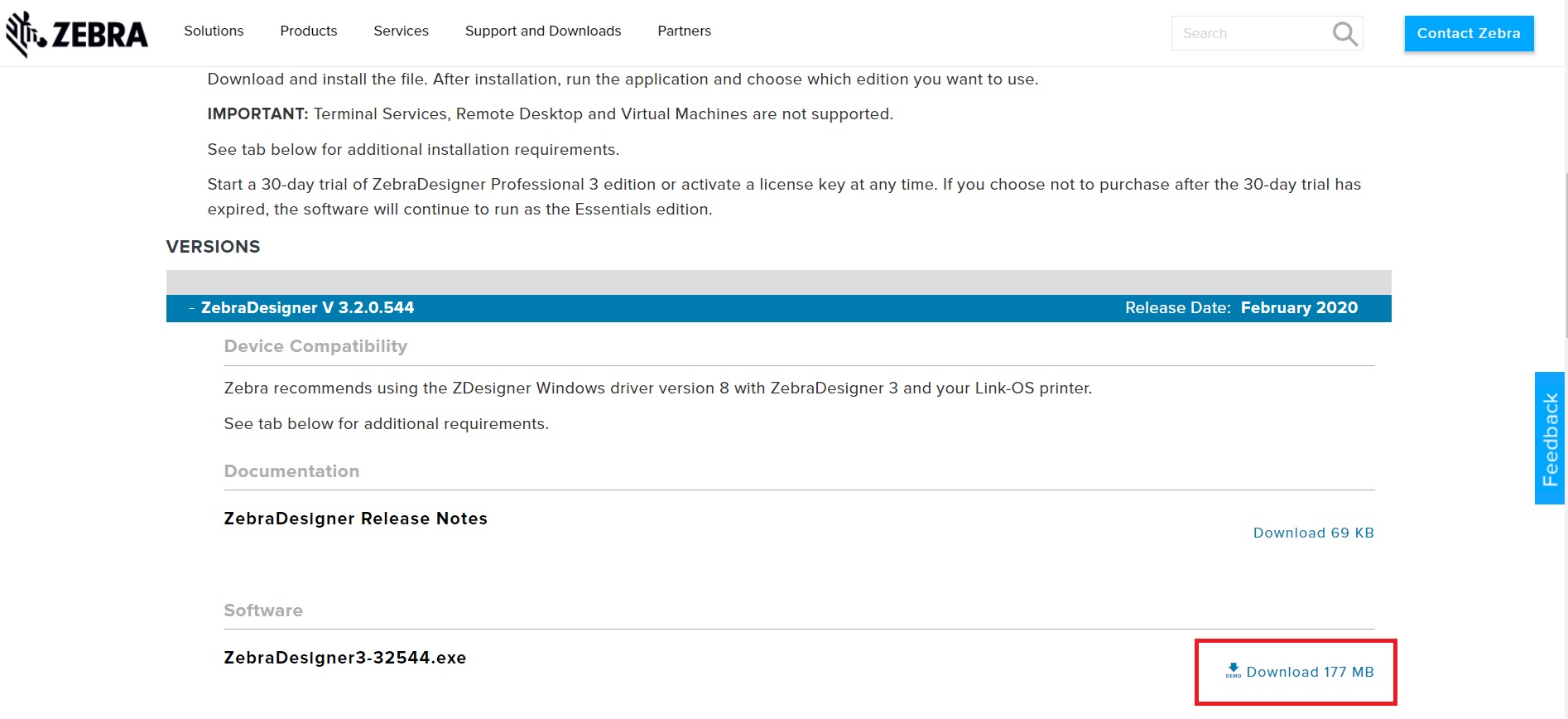 Descarga del software ZebraDesigner