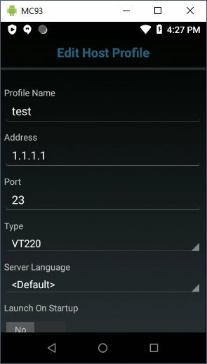 Velocity Client: modifica il profilo host