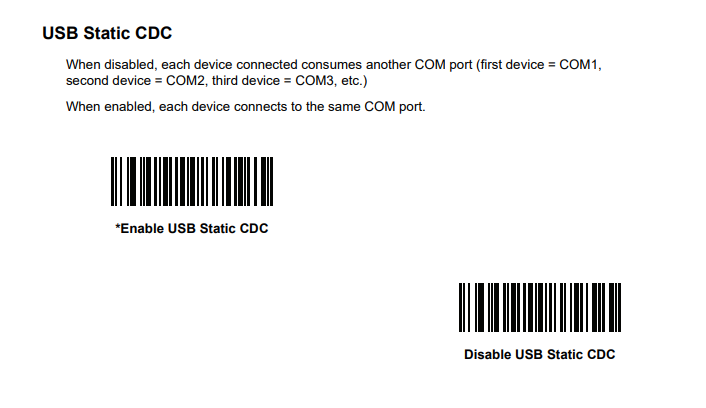 스캐너를 CDC 또는 USB Com 포트 에뮬레이션으로 설정할 때 내 Windows 시스템의 장치 속성 아래에 내 스캐너 일련 ...