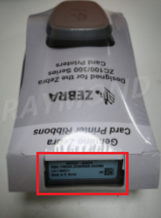 ZC100/ZC300 Card Printer Ribbon Part number/Lot number location