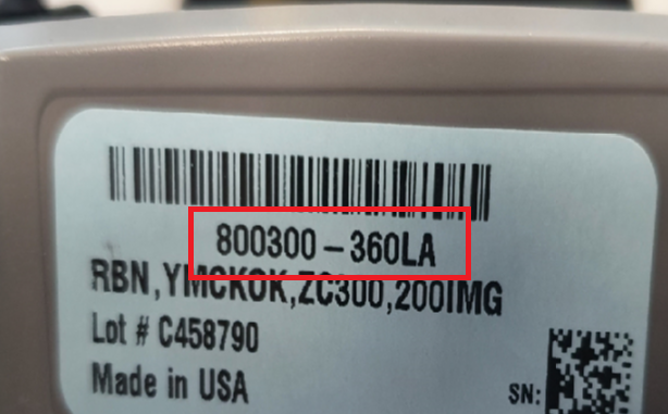 ZC100/ZC300 Card Printer Ribbon Part number/Lot number location