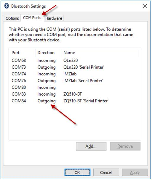 Configuración de Bluetooth de Windows 10 con impresoras Zebra