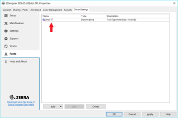 使用最新的 v8 ZDesigner 驱动程序将字体下载到打印机