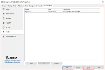 使用最新的 v8 ZDesigner 驱动程序将字体下载到打印机