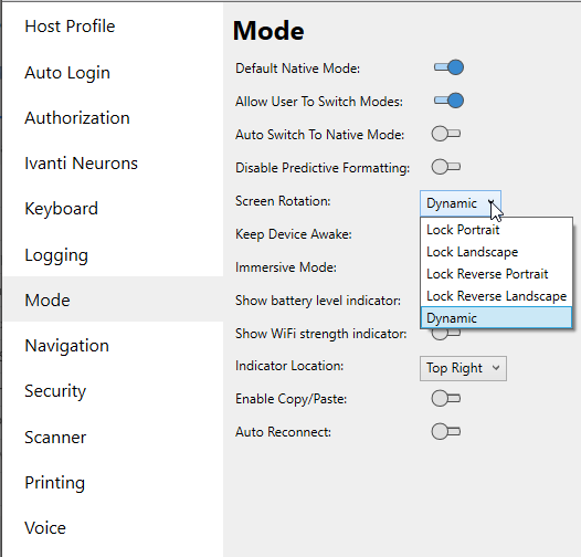 Velocity Client: Configuring Screen Rotation
