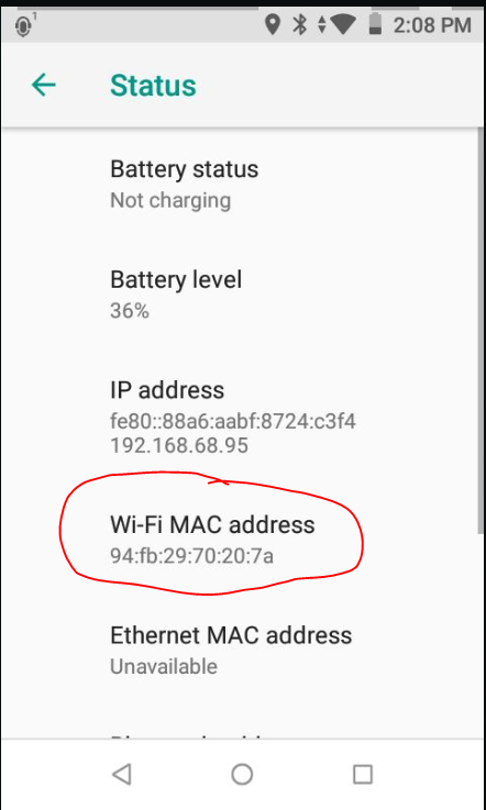 Encuentre la dirección MAC para computadora móvil (Android)