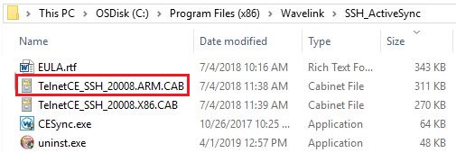 원격으로 Wavelink TelnetCE 구성 배포