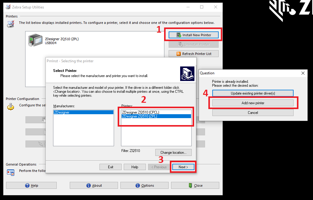 Setup ZQ5XX With Battery Eliminator Vehicle Cradle to Print from Windows OS