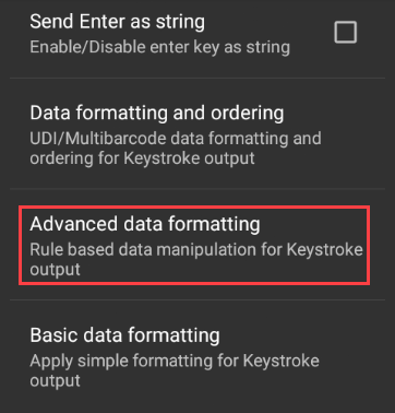 DataWedge : Configuration d'une règle ADF pour envoyer un retour chariot après chaque numérisation