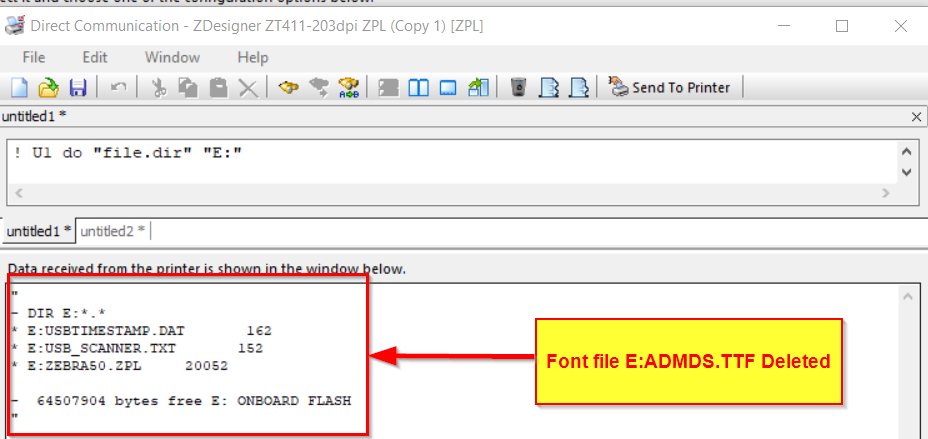 Delete Font From Printer Using ZPL Command