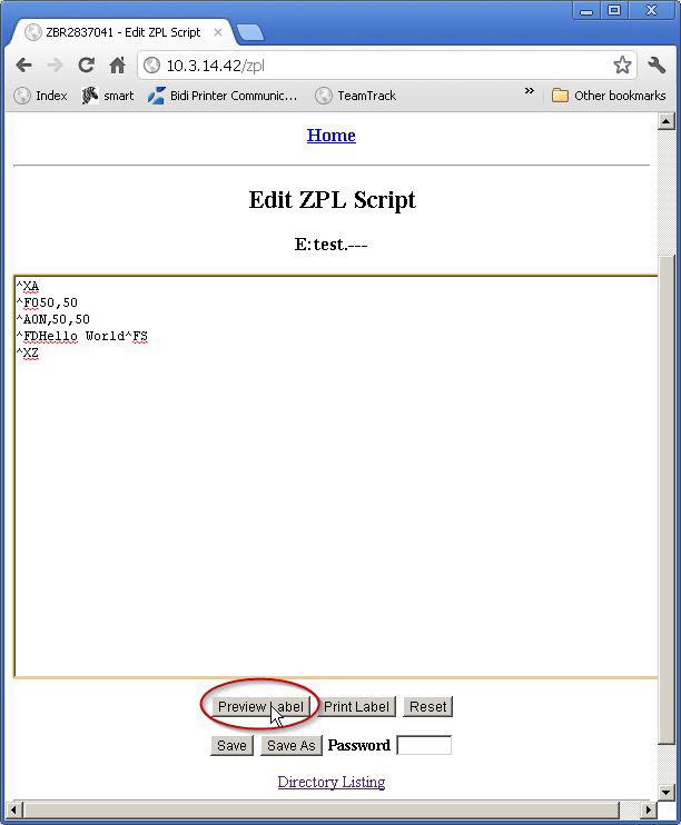 Visualizar uma etiqueta ZPL com uma impressora de rede
