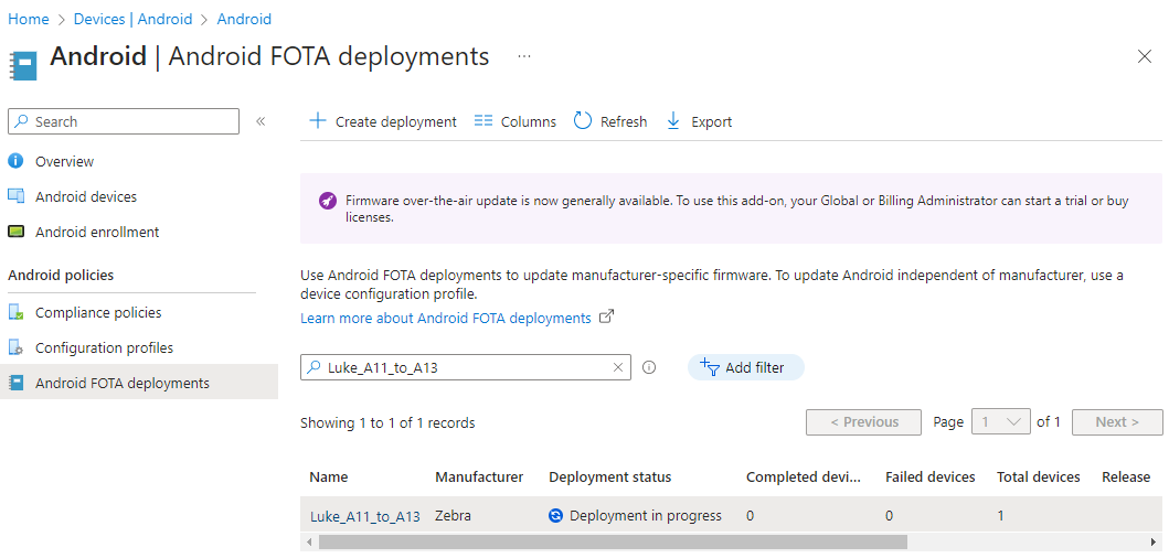 Migration vers Android 13 à l'aide de Microsoft Intune