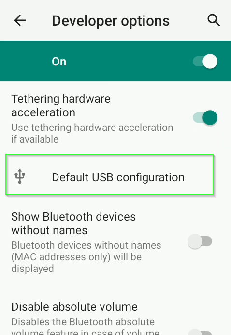 Android: Configure Persistent MTP File Transfer Mode