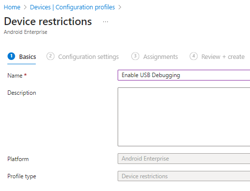 Aktivieren Sie das USB-Debugging (Entwickleroptionen) mit Microsoft Intune