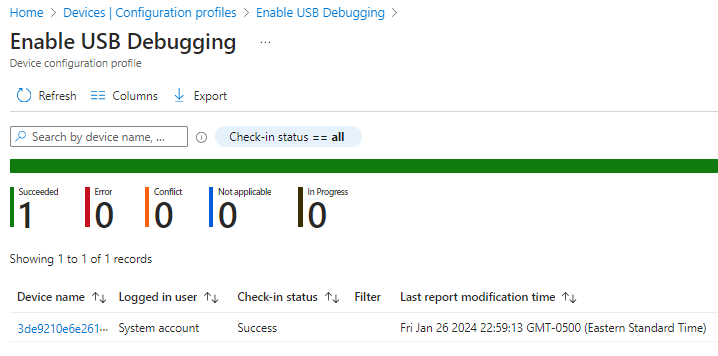 Aktivieren Sie das USB-Debugging (Entwickleroptionen) mit Microsoft Intune