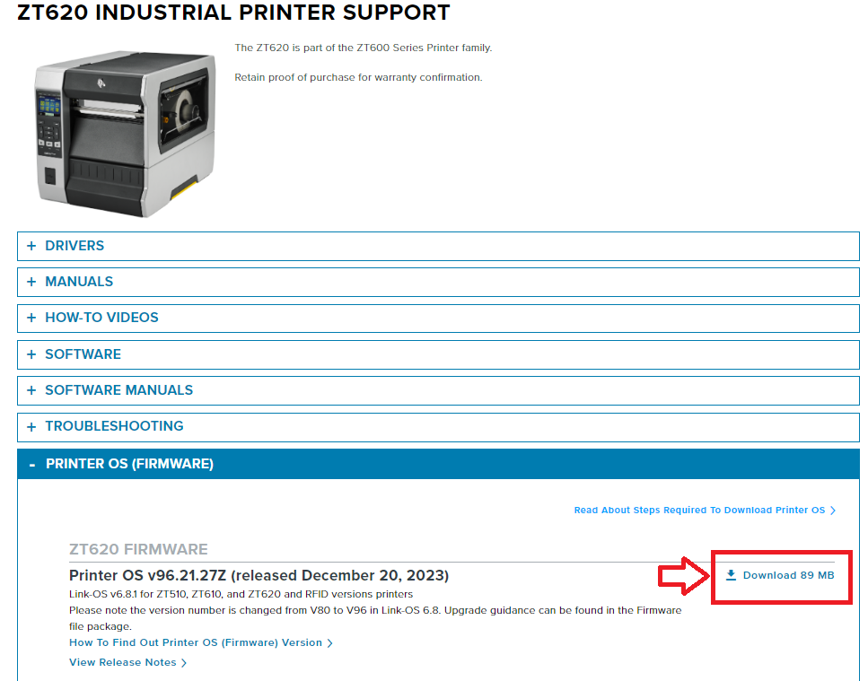 ZT510 and ZT6x0 Firmware Upgrade/Downgrade Guide